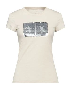 Armani Exchange Cotton T-shirt With Appliqués - Beige