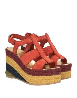 FERRAGAMO Suede Espadrille Sandals - Red