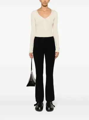 Theory Fine-ribbed V-neck Jumper - Neutrals