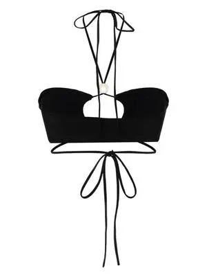 Magda Butrym Pearl-detailed Bandeau Bikini Top - Black