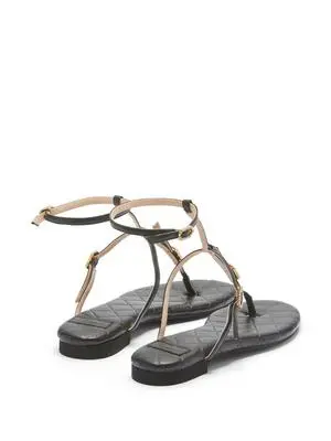 N°21 Crystal-embellished Buckle Leather Sandals