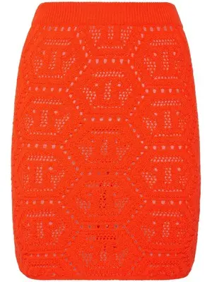 Philipp Plein Monogram-knit Mini Skirt - Orange