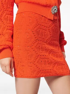 Philipp Plein Monogram-knit Mini Skirt - Orange