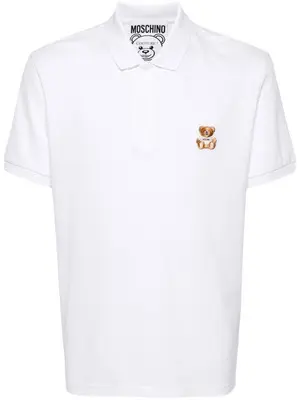 Moschino Teddy Bear Cotton Polo Shirt - White