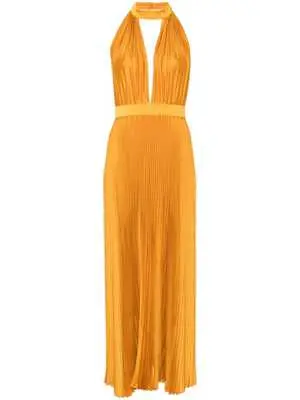 L'IDEE Chateau Pleated Maxi Dress - Orange