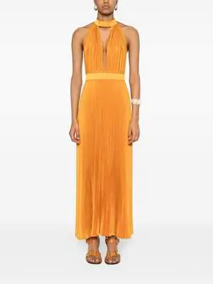 L'IDEE Chateau Pleated Maxi Dress - Orange