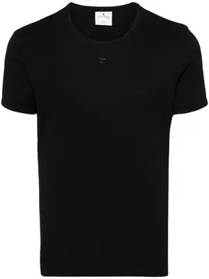 COURREGES Logo-appliqué T-shirt - Black