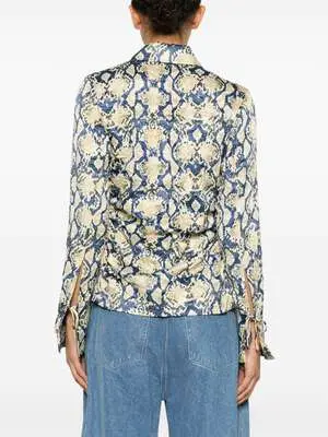 GANNI Snake-print Satin Shirt