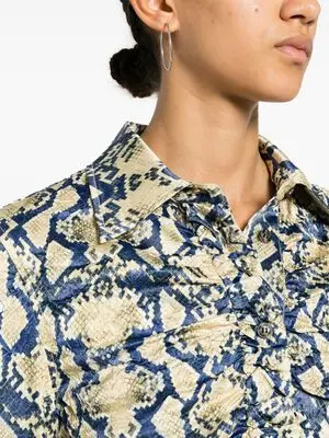 GANNI Snake-print Satin Shirt