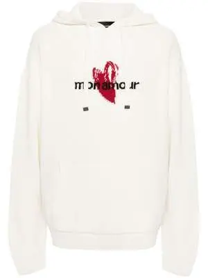 Emporio Armani X Mon Amour Intarsia-knit Hoodie - Neutrals