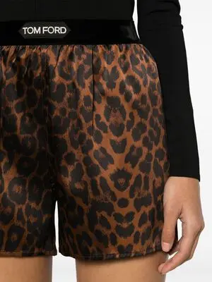 TOM FORD Leopard-print Silk Shorts
