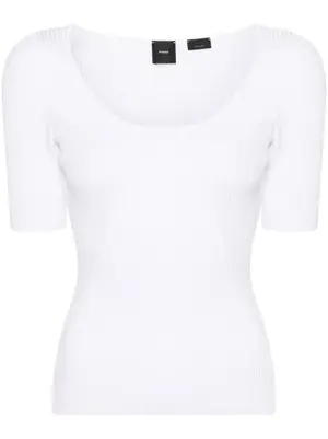 PINKO PINKO Embroidered-logo U-neck T-shirt