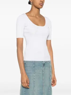 Pinko Embroidered-logo U-neck T-shirt