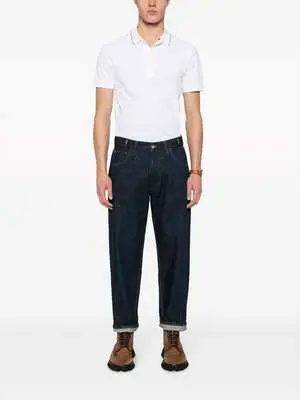 BOSS Cotton-piqué Slim-fit Polo Shirt With Collar Stripe - White