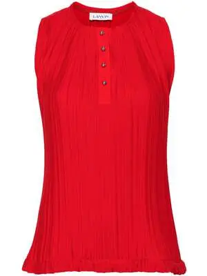 LANVIN Pleated Crepe De Chine Blouse - Red