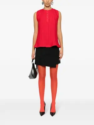 LANVIN Pleated Crepe De Chine Blouse - Red