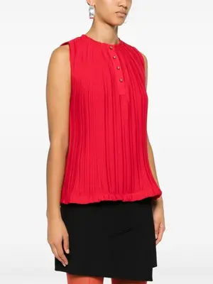 LANVIN Pleated Crepe De Chine Blouse - Red