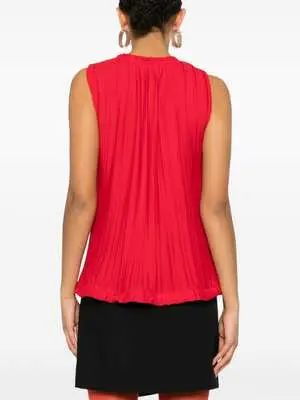 LANVIN Pleated Crepe De Chine Blouse - Red
