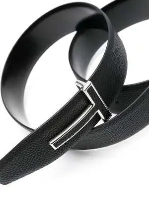 TOM FORD T-buckle Leather Belt - Black