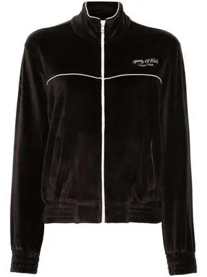 SPORTY & RICH Velour Zip-up Jacket - Brown