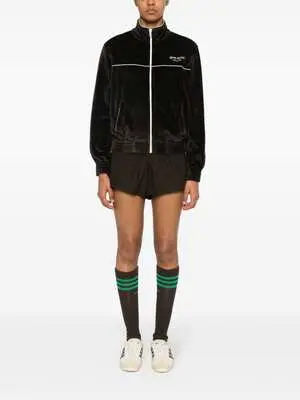 SPORTY & RICH Velour Zip-up Jacket - Brown