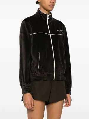SPORTY & RICH Velour Zip-up Jacket - Brown