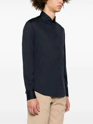 Brunello Cucinelli Long-sleeve Silk-cotton Shirt - Blue