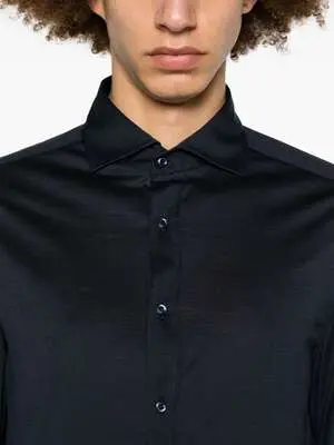 Brunello Cucinelli Long-sleeve Silk-cotton Shirt - Blue