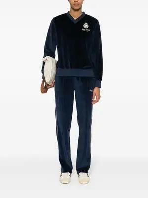 SPORTY & RICH Velour Cotton Track Pants - Blue