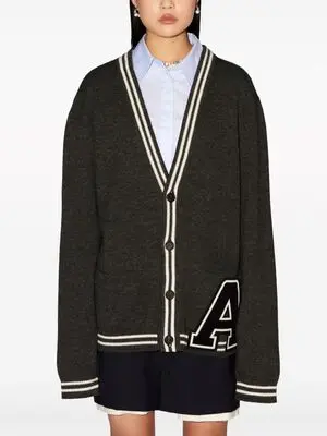AMBUSH Monogram Appliqué Wool Cardigan