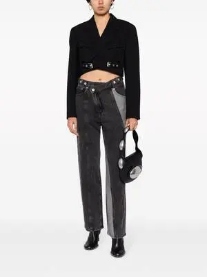 FENG CHEN WANG Logo-patch Straight-leg Trousers - Black