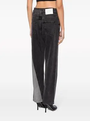 FENG CHEN WANG Logo-patch Straight-leg Trousers - Black