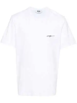 MSGM Embroidered-logo Cotton T-shirt - White