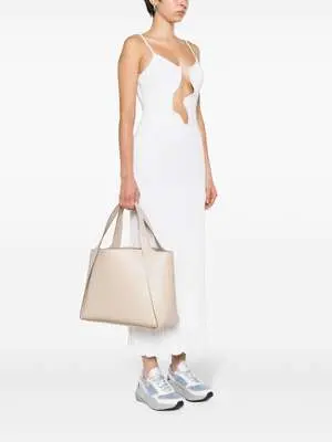 Stella McCartney Logo-studded Faux-leather Tote - Neutrals