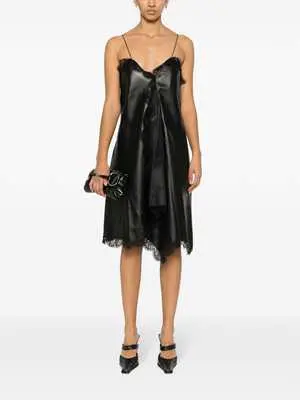 Off-White Lace-trim Leather Dress - Black