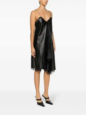 Off-White Lace-trim Leather Dress - Black