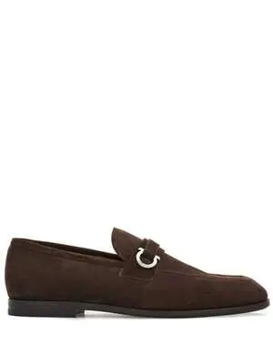 FERRAGAMO Gancini-buckle Leather Loafers - Brown