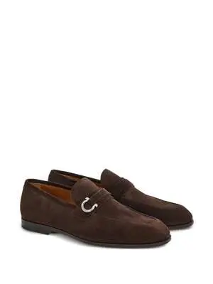 FERRAGAMO Gancini-buckle Leather Loafers - Brown