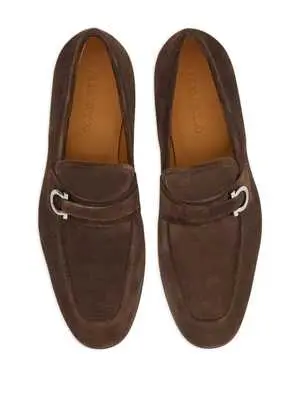 FERRAGAMO Gancini-buckle Leather Loafers - Brown
