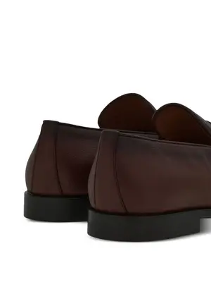 FERRAGAMO Gancini Buckle Leather Loafers - Brown