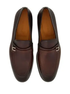 FERRAGAMO Gancini Buckle Leather Loafers - Brown