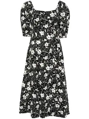 Polo Ralph Lauren Floral-print Midi Dress - Black