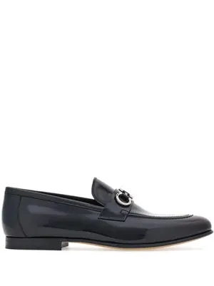 FERRAGAMO Gancini Buckle Leather Loafers - Black
