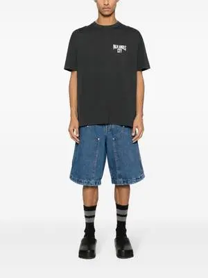 Palm Angels Monogram-embroidered Denim Shorts