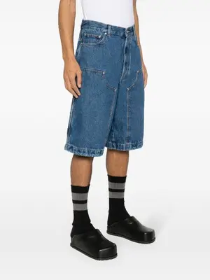 Palm Angels Monogram-embroidered Denim Shorts