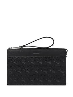 FERRAGAMO Logo-embossed Leather Wristlet - Black