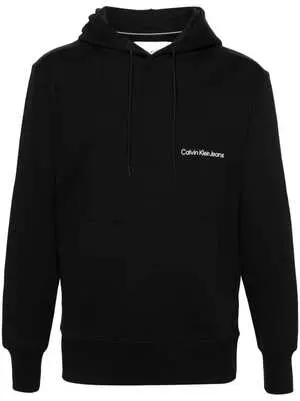 Calvin Klein Logo-print Cotton Hoodie - Black