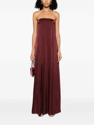 FORTE_FORTE Satin-finish Maxi Dress - Brown
