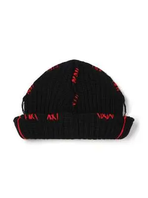 CHARLES JEFFREY Logo-patch Chunky-knit Beanie