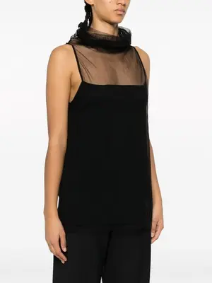 Fabiana Filippi Roll-neck Tulle Top